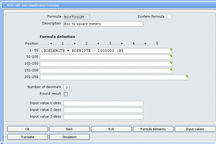 Unit formulas in Item Classification | DC1 Help Centre 10.0